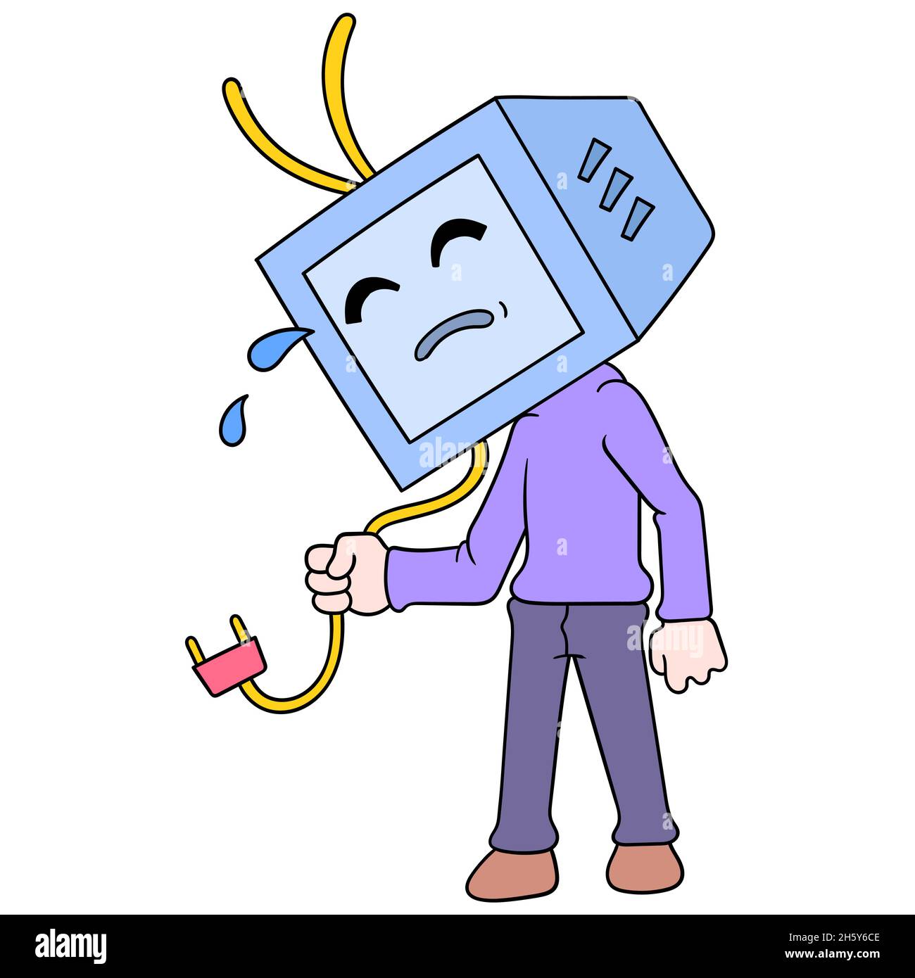 television monster is crying sadly losing power Stock Vector Image ...