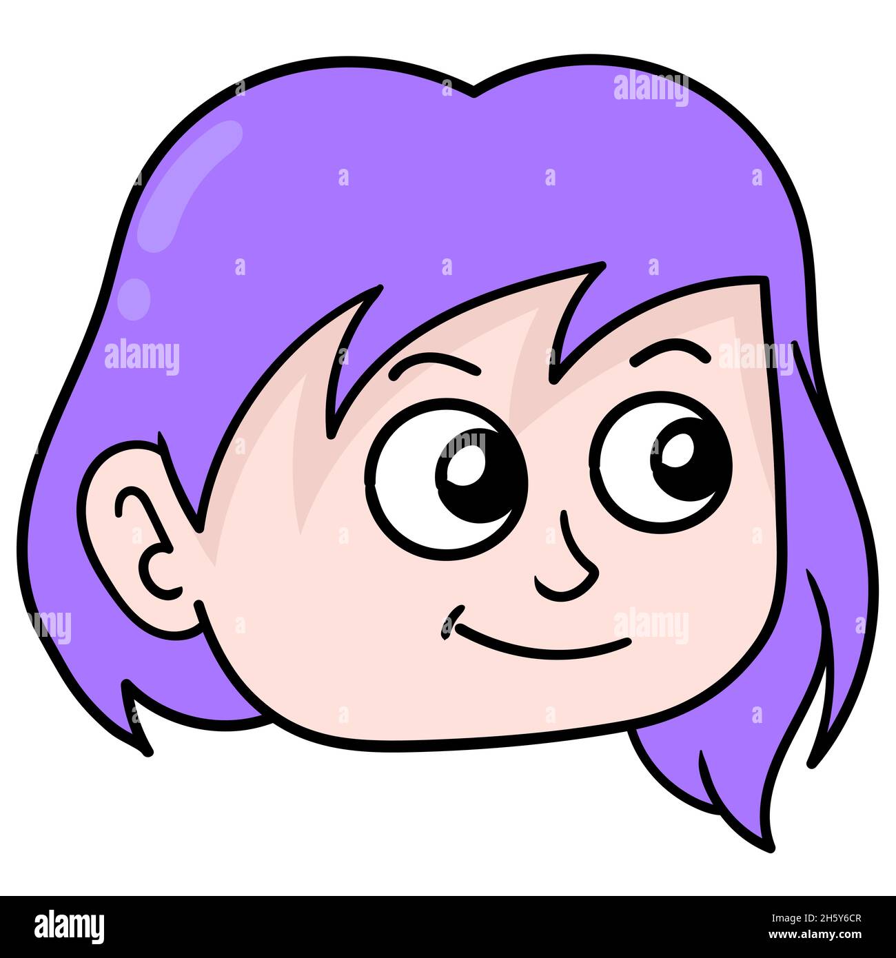 beautiful purple haired happy smiling face female head Stock Vector ...