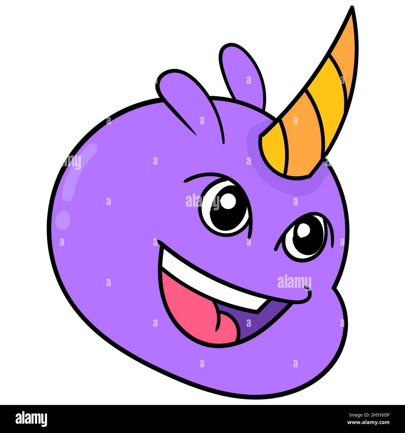 cute horned monster head smiling happily Stock Vector Image & Art - Alamy