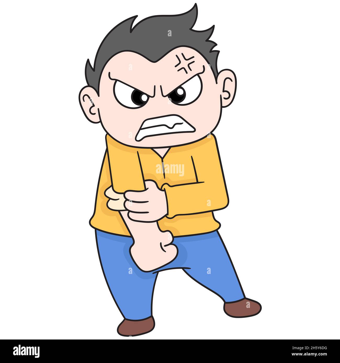 boy is holding back anger wants to hit Stock Vector Image & Art - Alamy