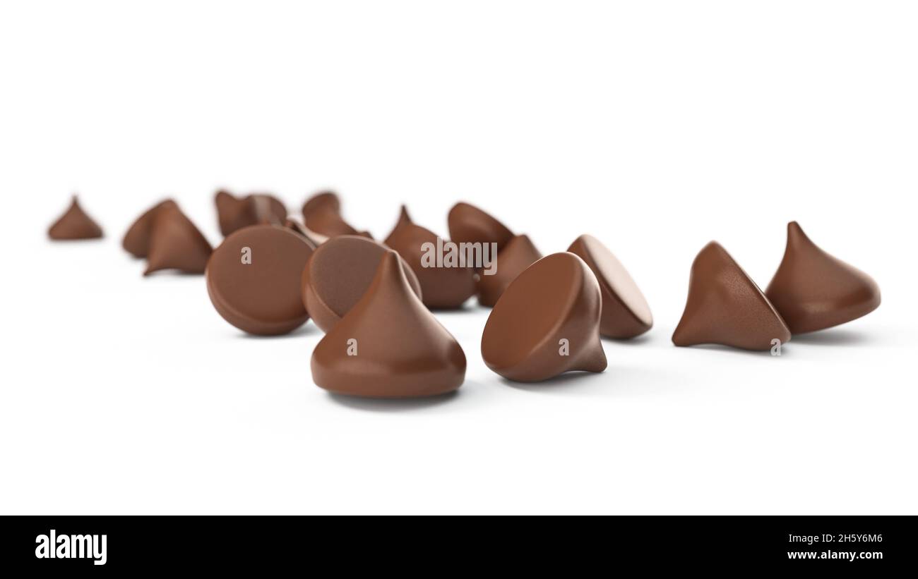 3d rendering of a chocolate chip pile on a white background Stock Photo ...