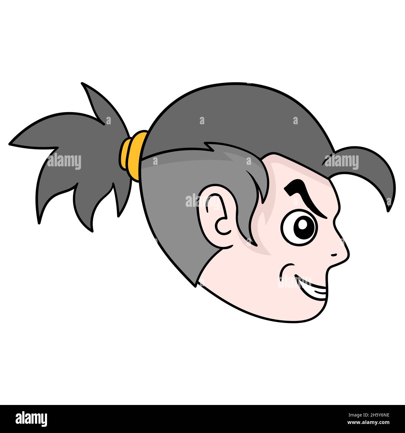 boy with long hair in a ponytail Stock Vector Image & Art - Alamy