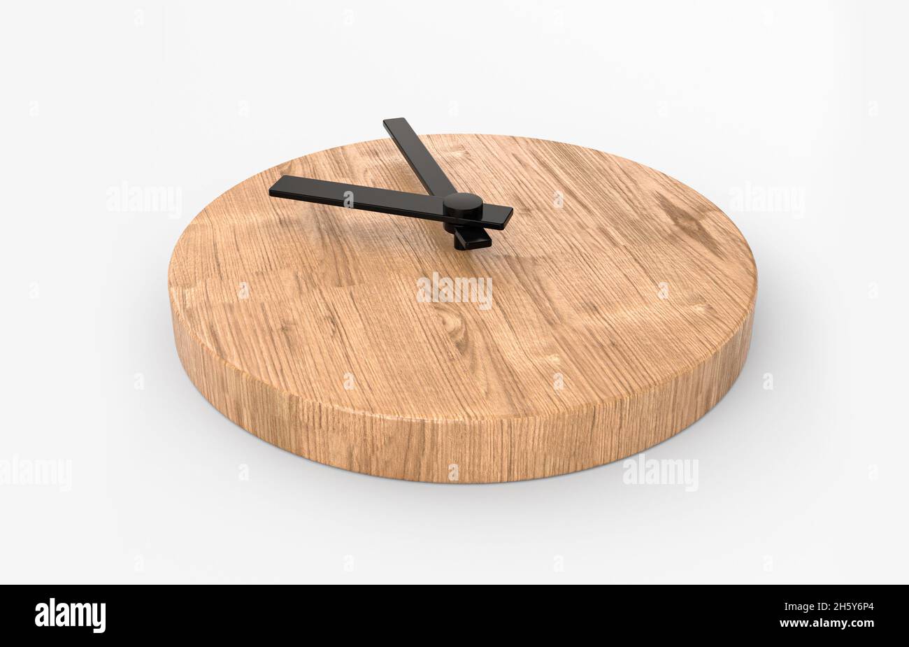 3d rendering of a wooden round wall clock isolated on a white ...