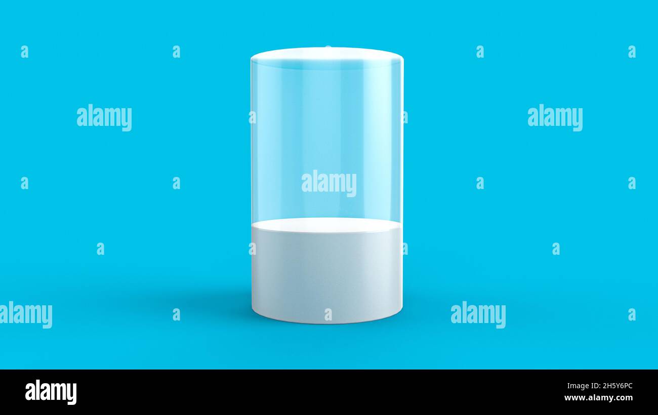 3d rendering of a round cylinder displayed on a blue background Stock ...