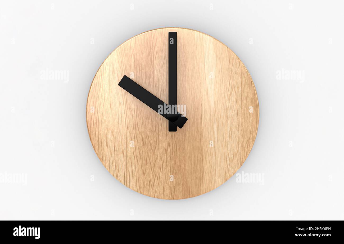 3d rendering of a wooden round wall clock isolated on a white ...