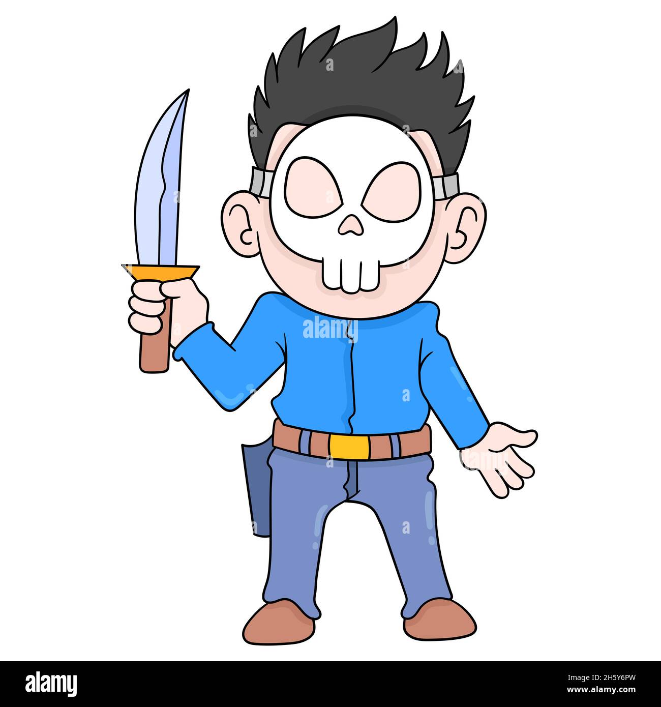an assassin wearing a skull mask ready to attack the enemy Stock Vector ...