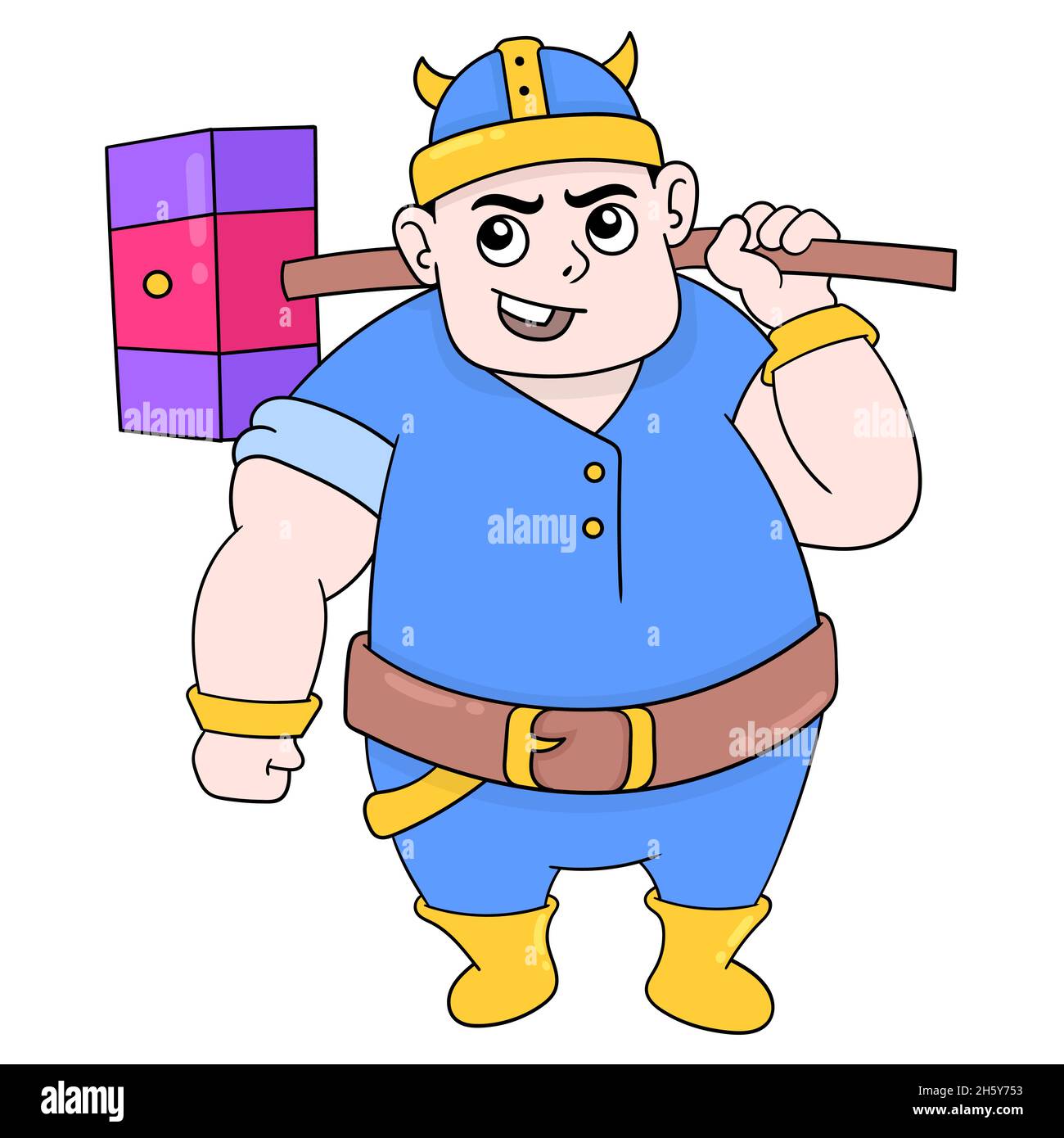 Muscular fat vikings carrying big hammers Stock Vector Image & Art - Alamy