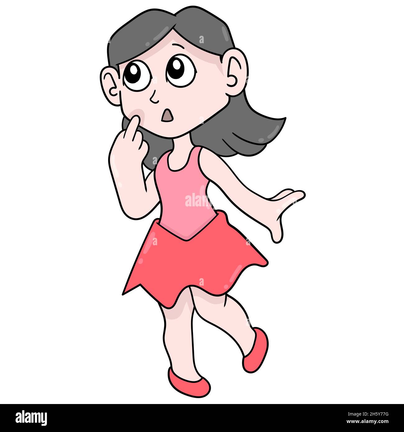 beautiful girl wearing dress gawking faced thinking Stock Vector Image ...