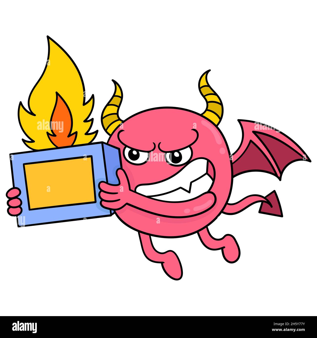 the red devil is flying bringing hellfire to humans Stock Vector Image ...