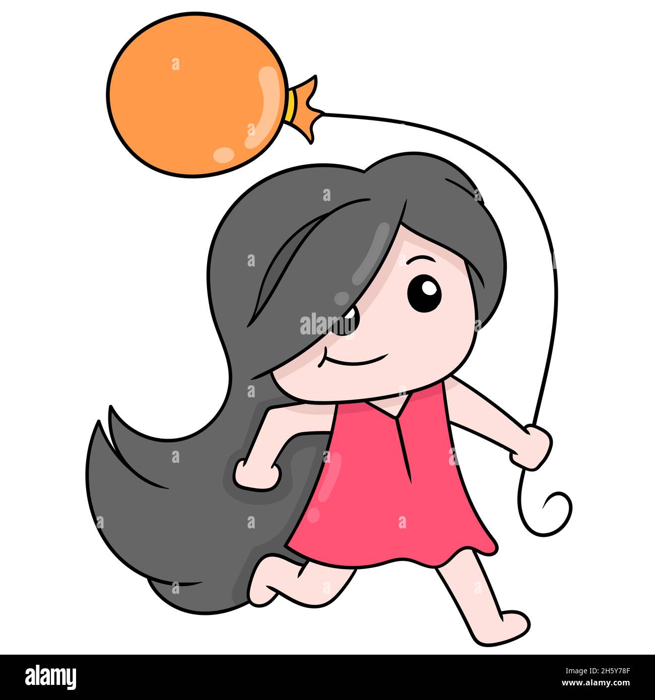beautiful girl walking with balloons Stock Vector Image & Art - Alamy