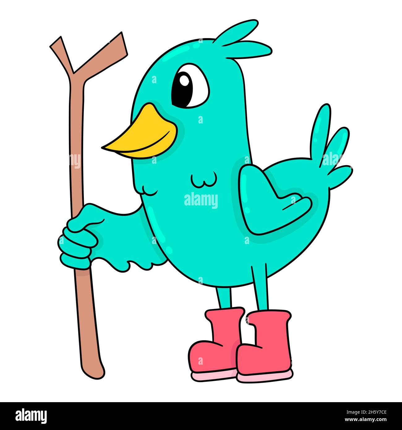 birds wearing walking shoes carrying branches on an adventure Stock ...