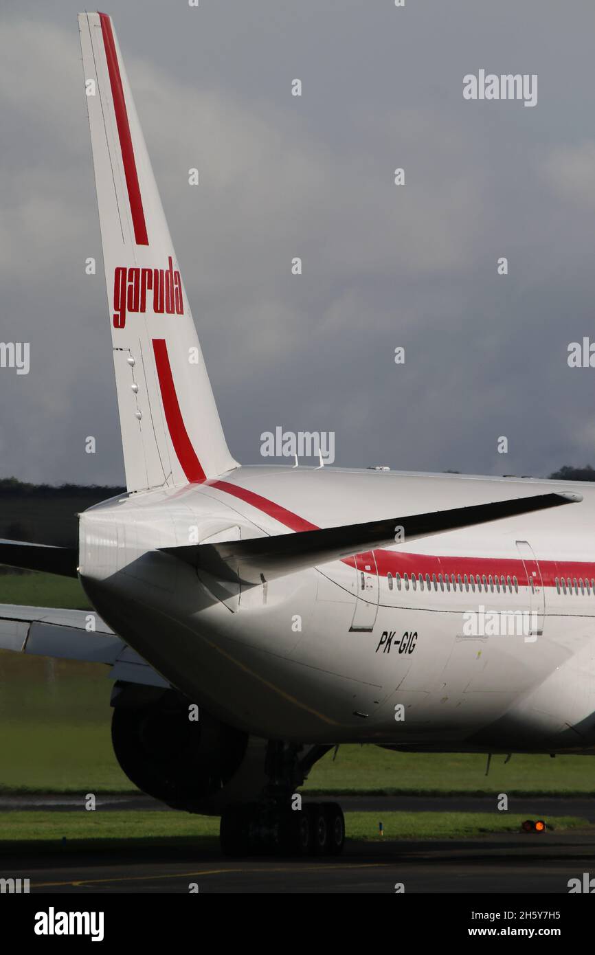 PK-GIG, a Boeing 777-3U3ER operated by Garuda Indonesia, departing from ...