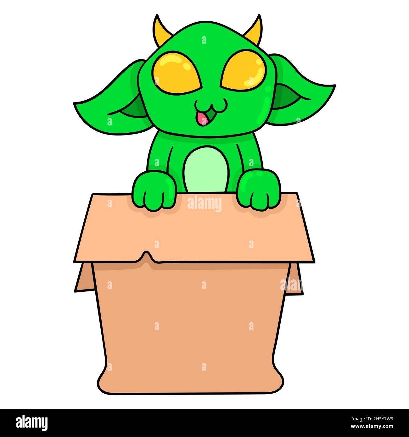 alien child cute creature hiding in cardboard Stock Vector Image & Art ...