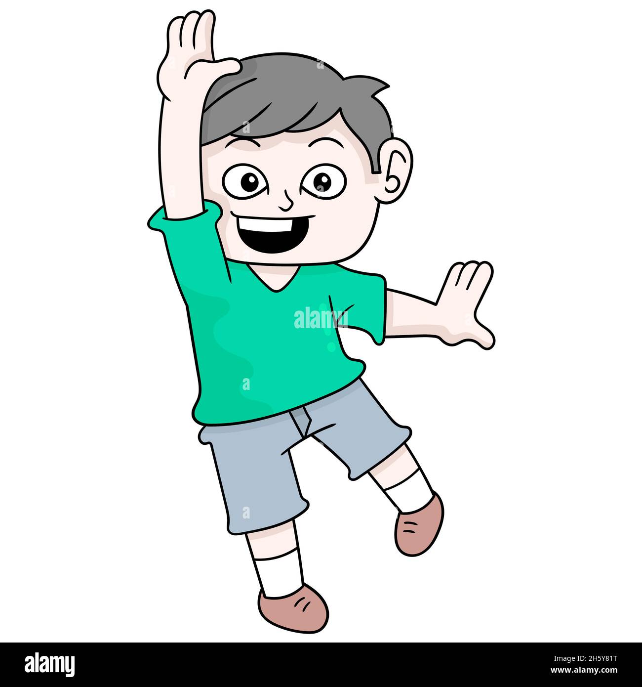 boy is waving hello Stock Vector Image & Art - Alamy