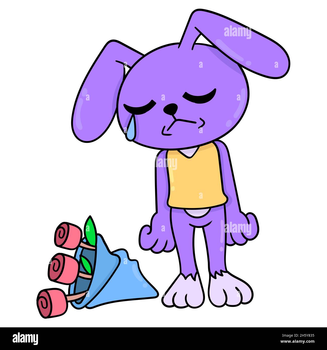 Rabbit boy is sad crying because of a broken heart Stock Vector Image ...