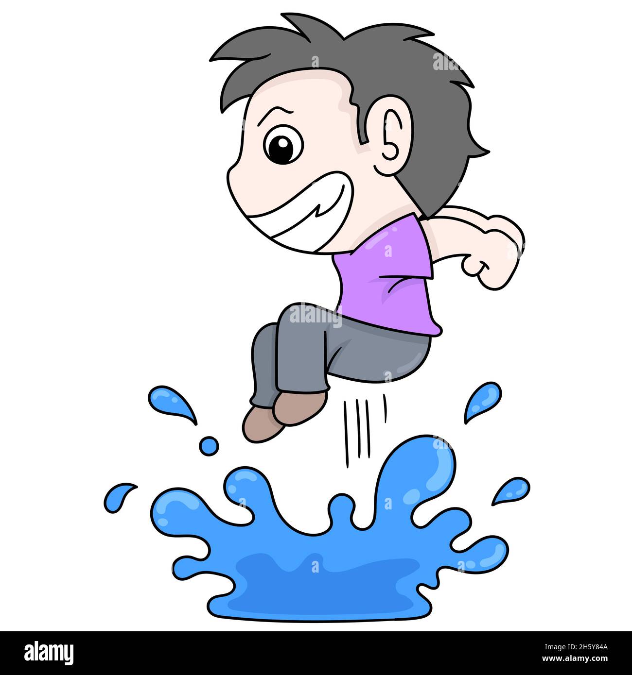 Jumping over puddle Stock Vector Images - Alamy