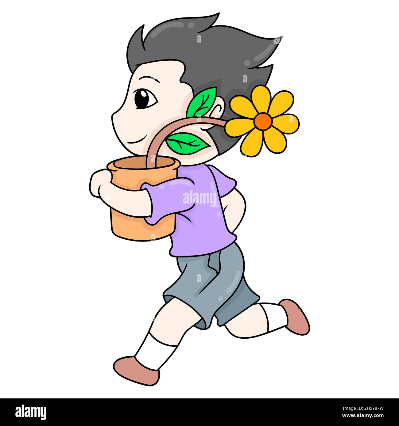 Man sunflower cartoon illustration hi-res stock photography and images ...