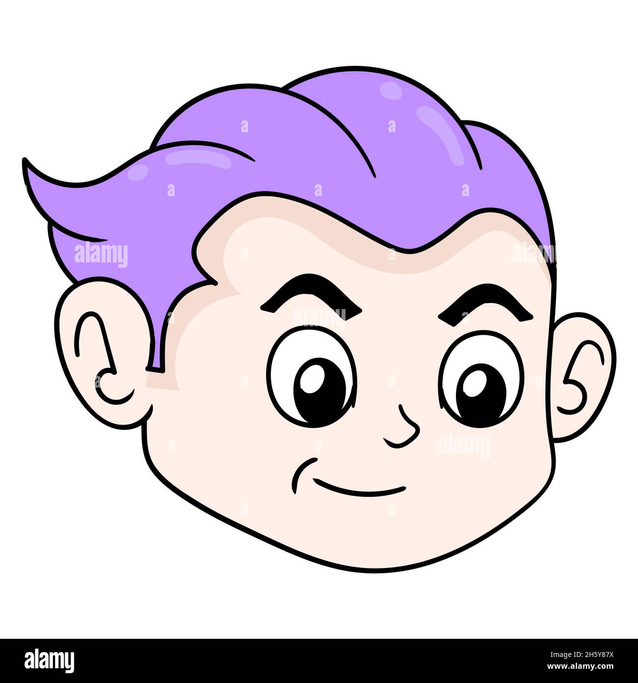 cool purple haired boy head Stock Vector Image & Art - Alamy