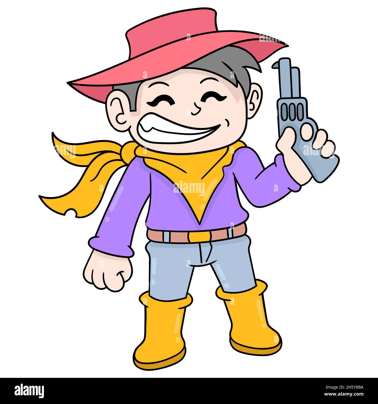 happy smiling face boy carrying gun Stock Vector Image & Art - Alamy