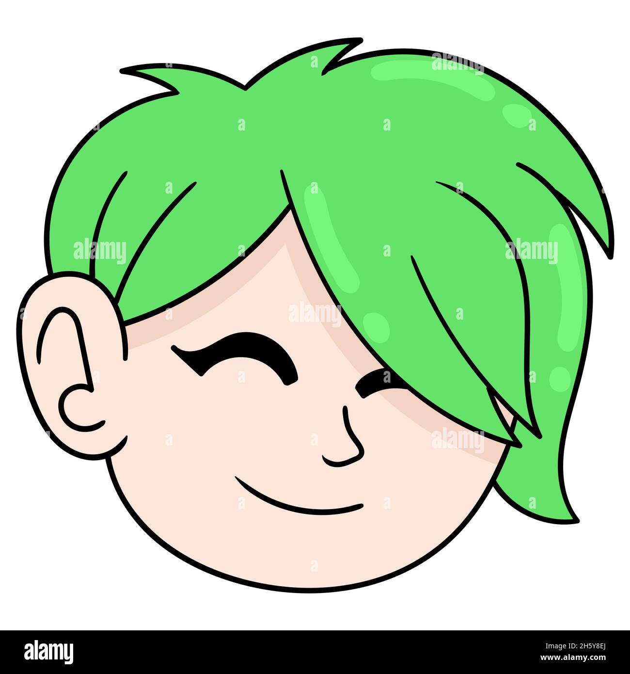 cool faced boy smiling green haired Stock Vector Image & Art - Alamy