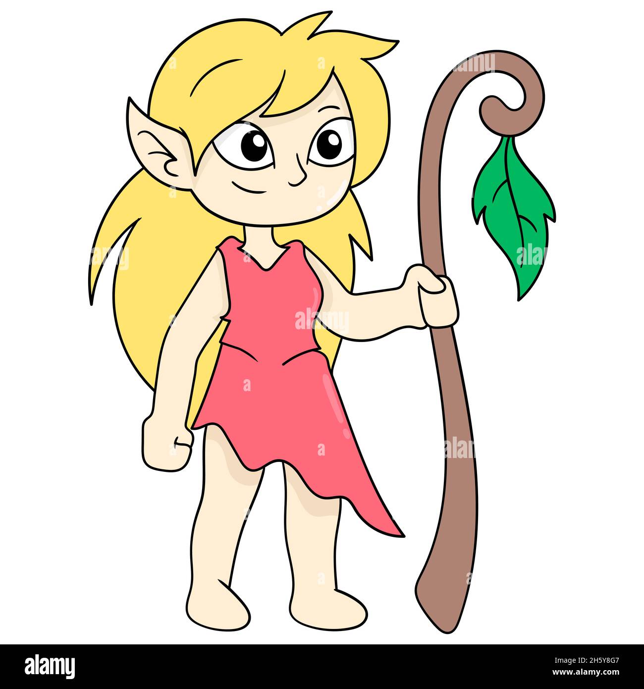 Beautiful blonde elf carrying a cane Stock Vector Image & Art - Alamy