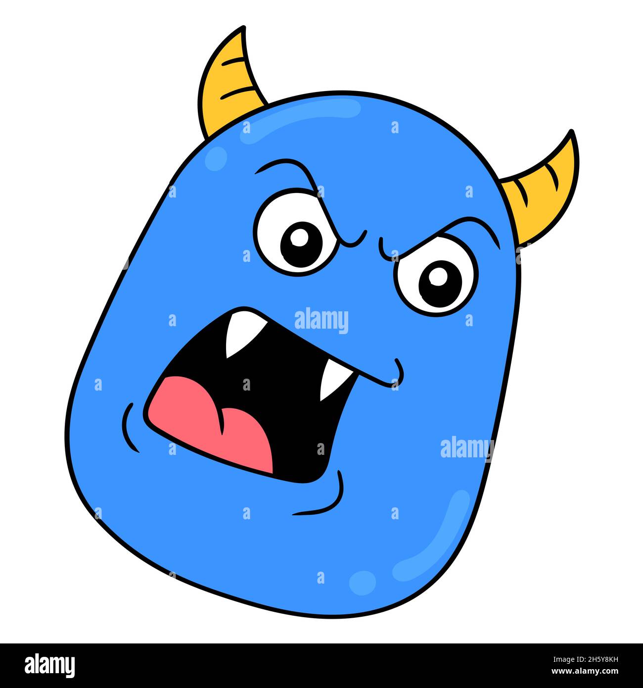 scary faced horned blue monster Stock Vector Image & Art - Alamy