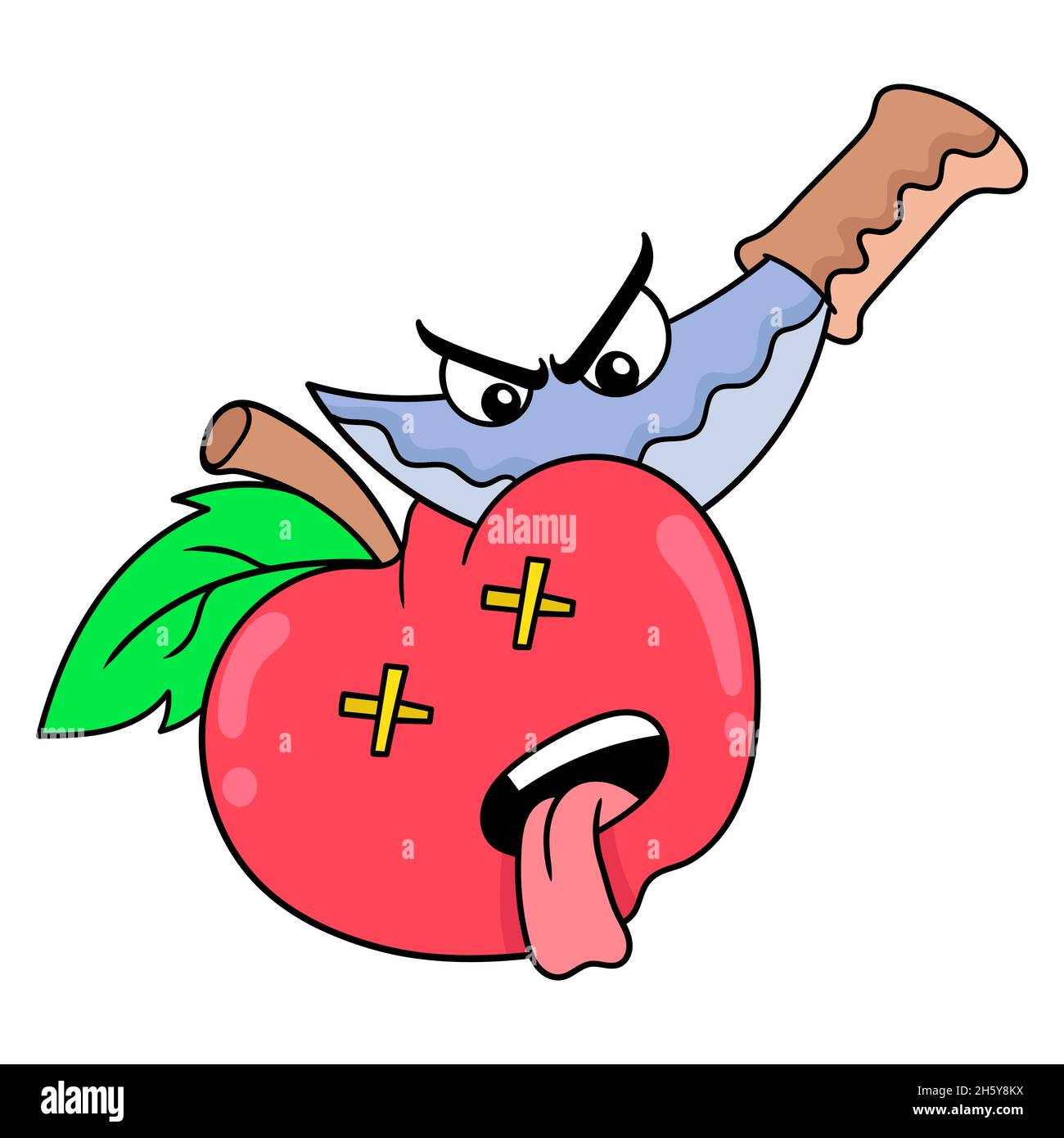 angry faced knife splitting red apple Stock Vector Image & Art - Alamy