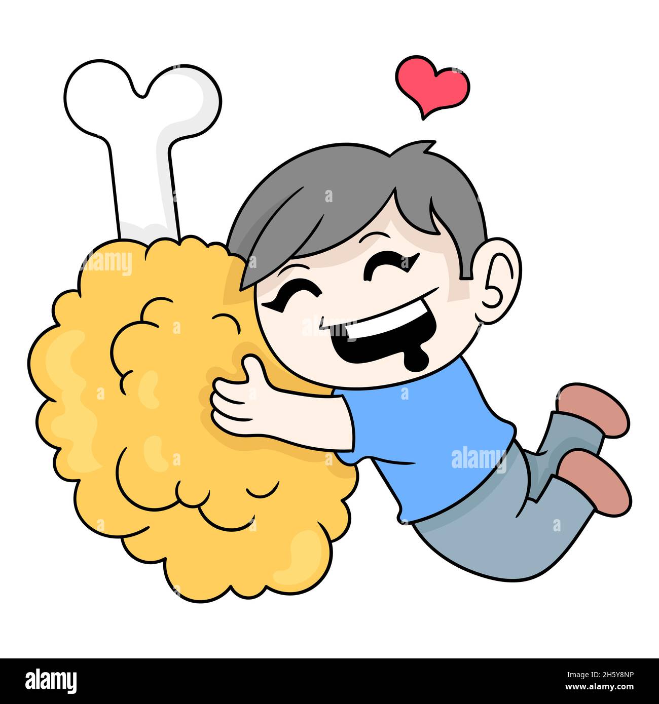 boy is hungry hugging fried chicken Stock Vector Image & Art - Alamy