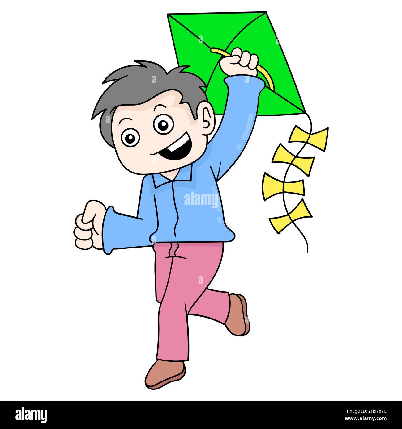 boy is happy playing a kite Stock Vector Image & Art - Alamy