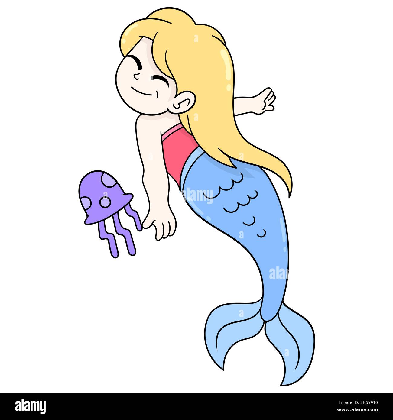 beautiful blonde mermaid swimming Stock Vector Image & Art - Alamy