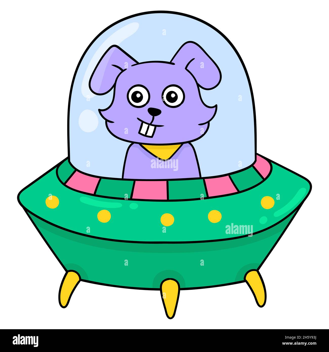 alien bunny is flying on a spaceship Stock Vector Image & Art - Alamy