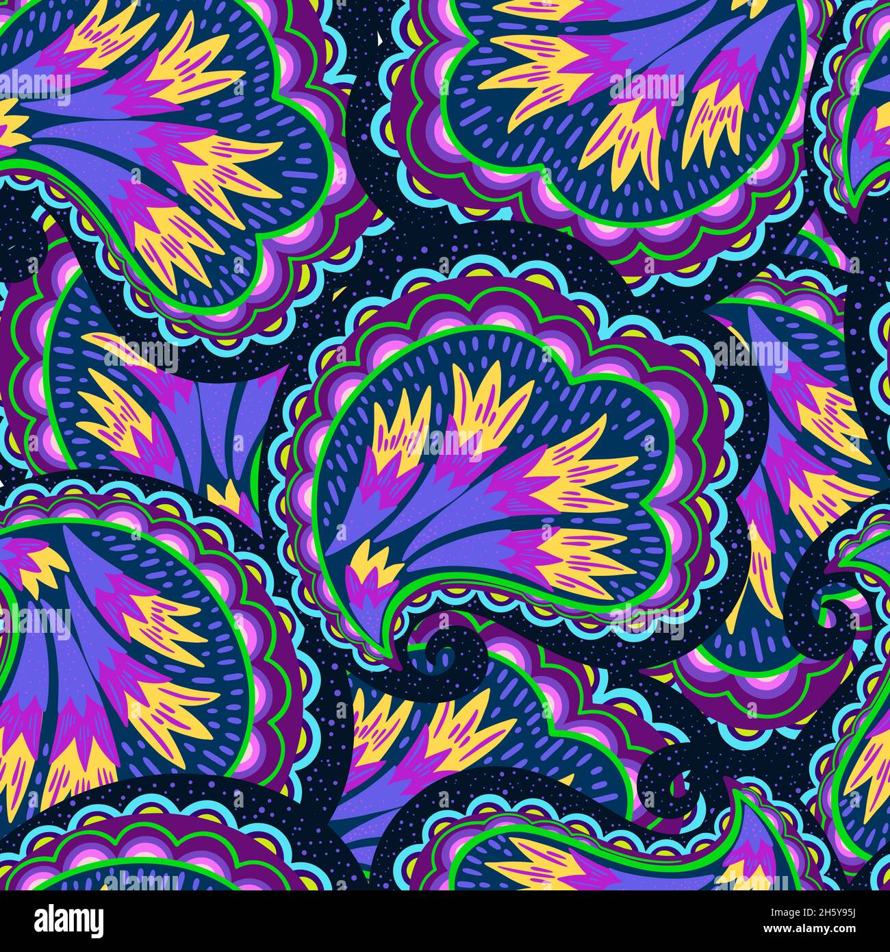 Funky colorful seamless psychedelic pattern for design and decoration ...