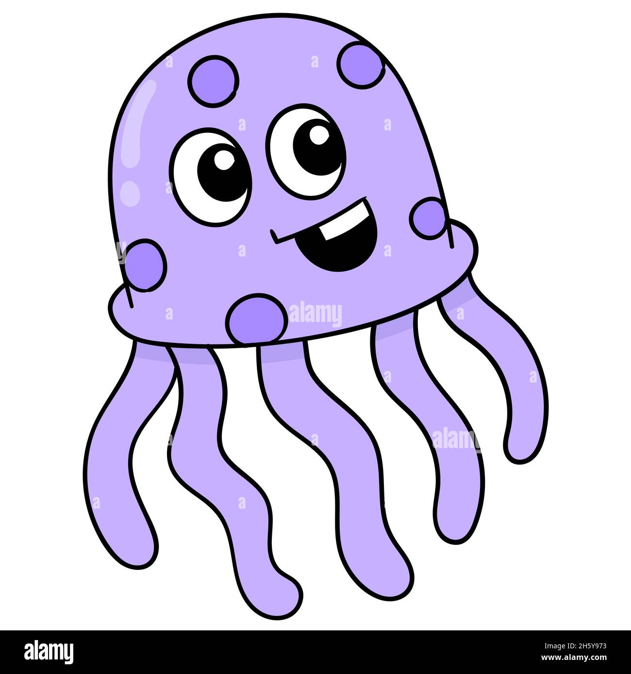 purple jellyfish with smiling face illustration Stock Vector Image ...