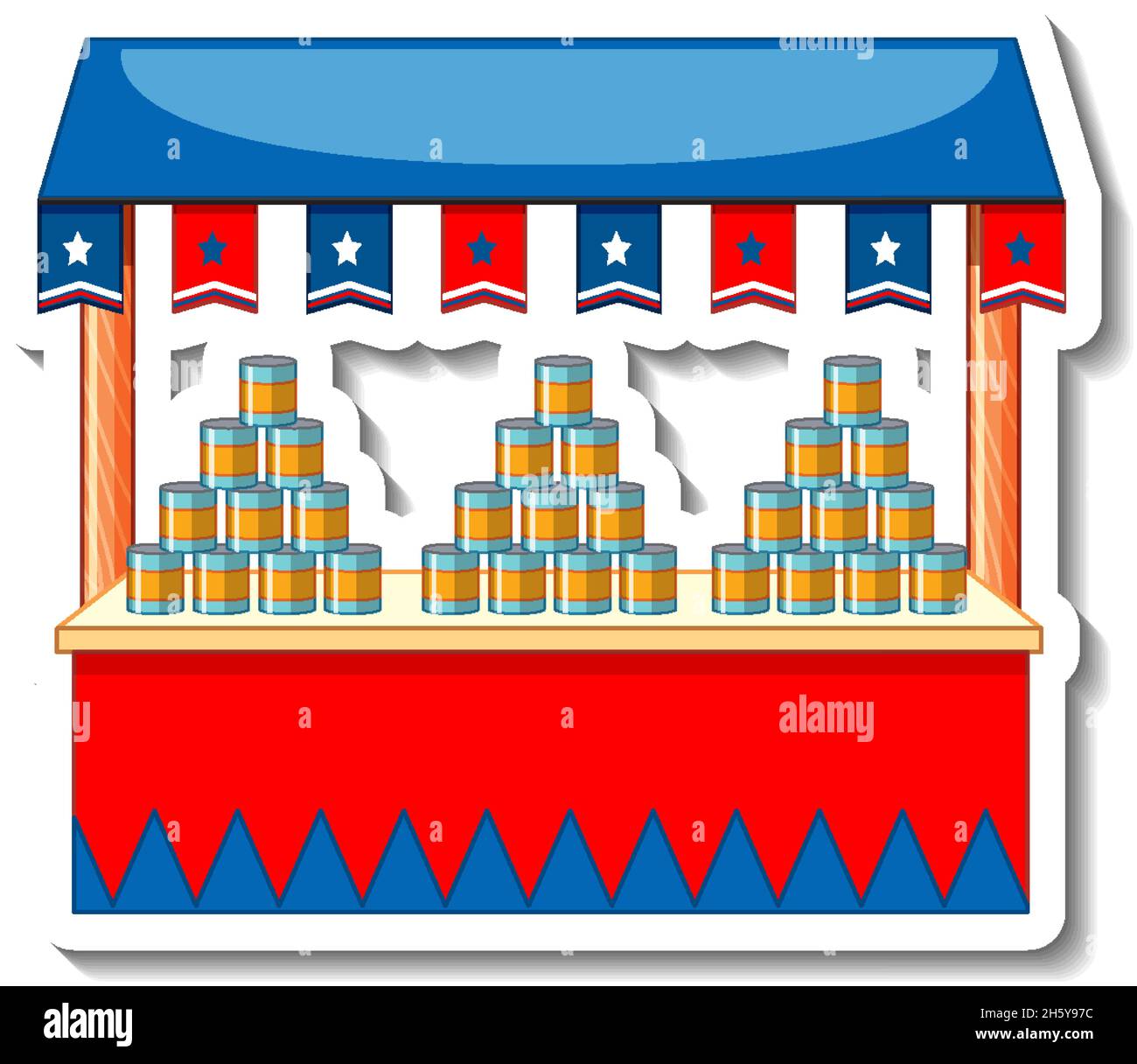 Sticker template with Can knock down game isolated illustration Stock ...