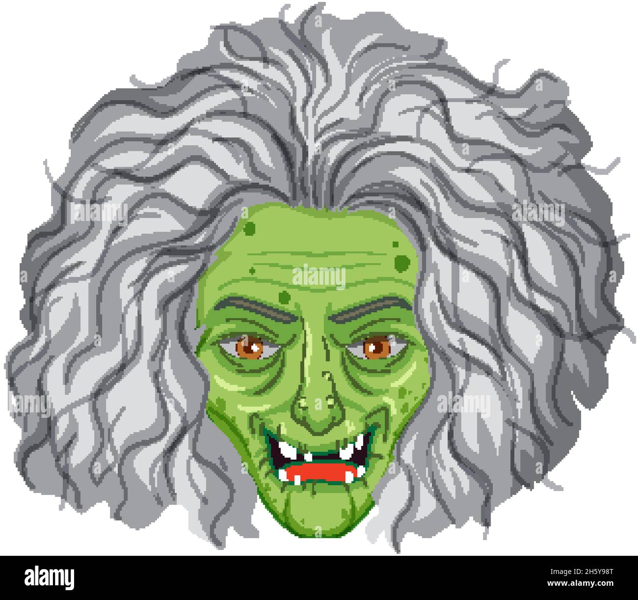 Wicked old witch face on white background illustration Stock Vector ...