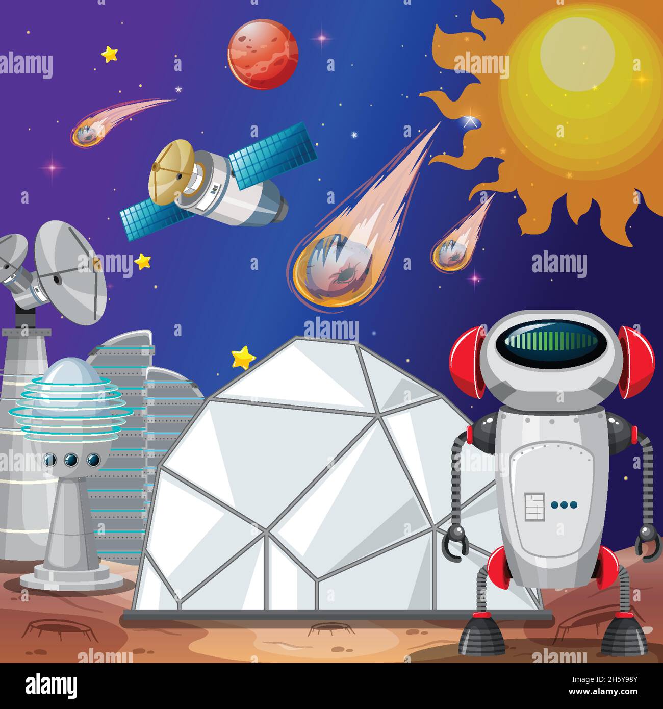 A space cartoon background scene illustration Stock Vector Image & Art ...