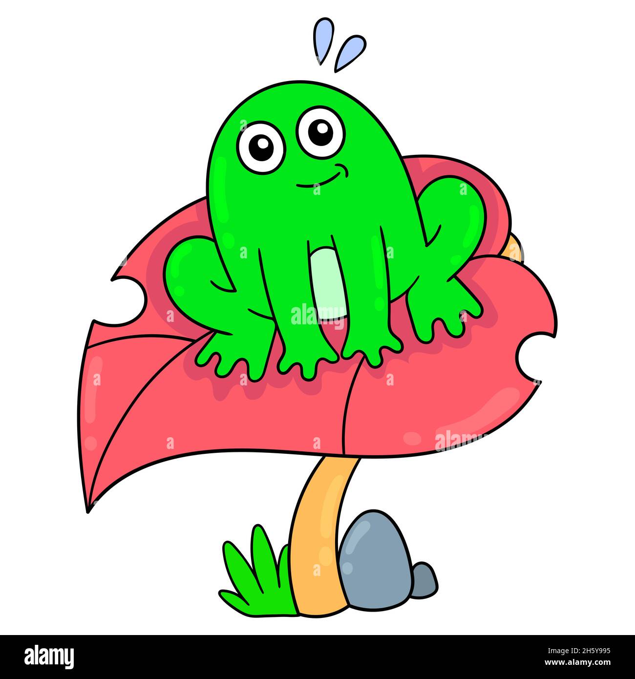 cute frog with a smiley face sitting Stock Vector Image & Art - Alamy