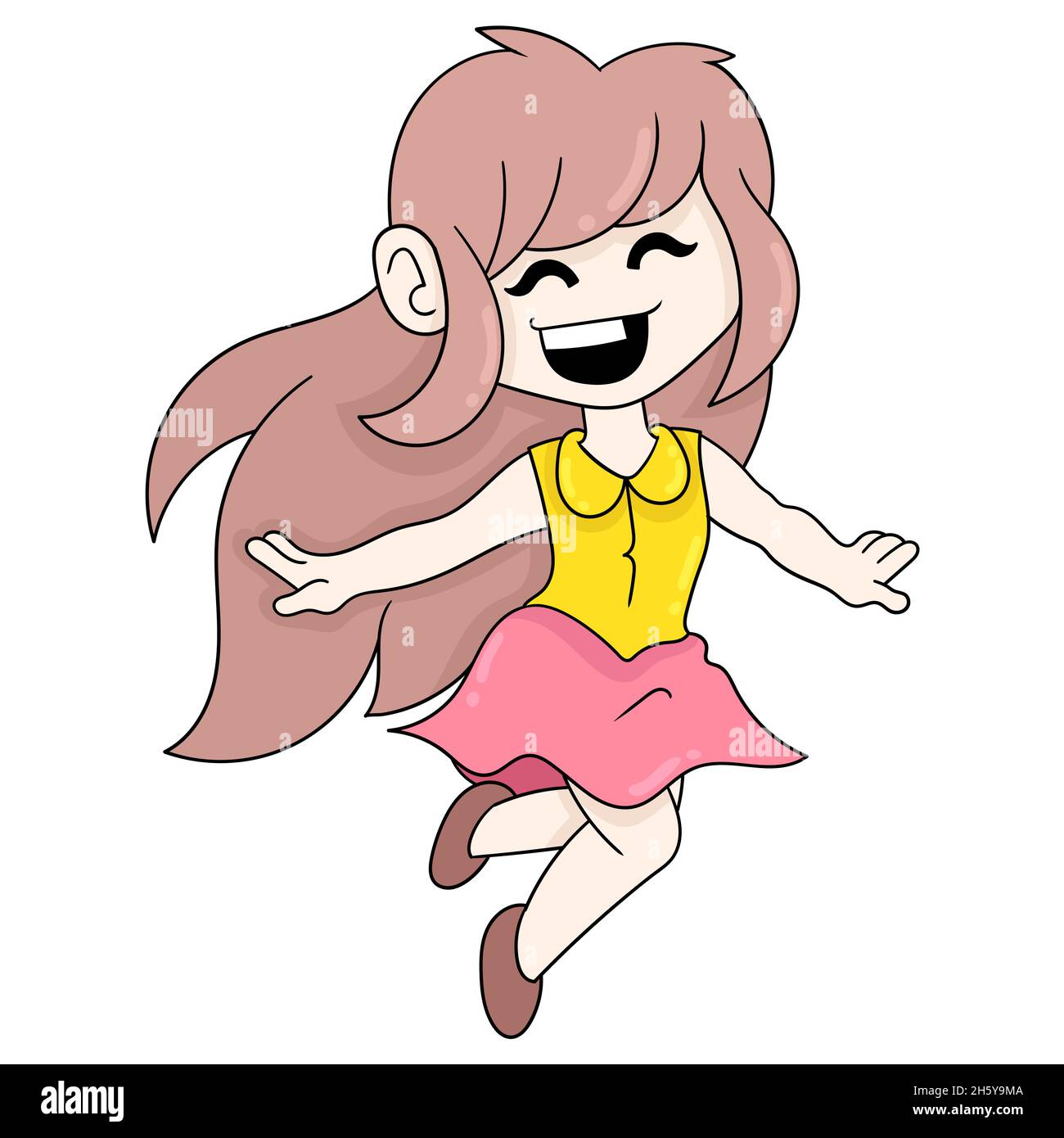 beautiful girl is walking happily Stock Vector Image & Art - Alamy