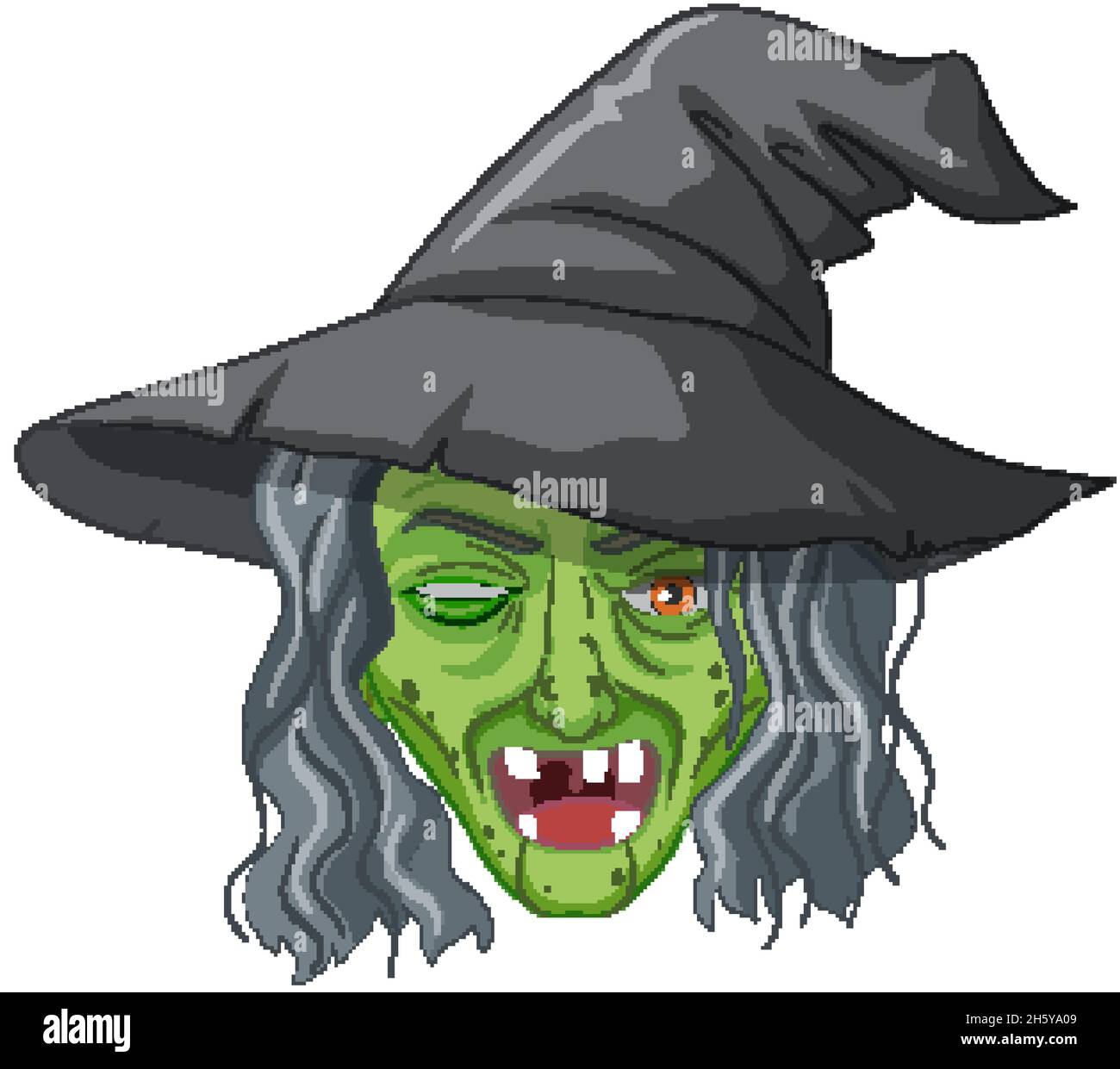 Wicked old witch face on white background illustration Stock Vector ...
