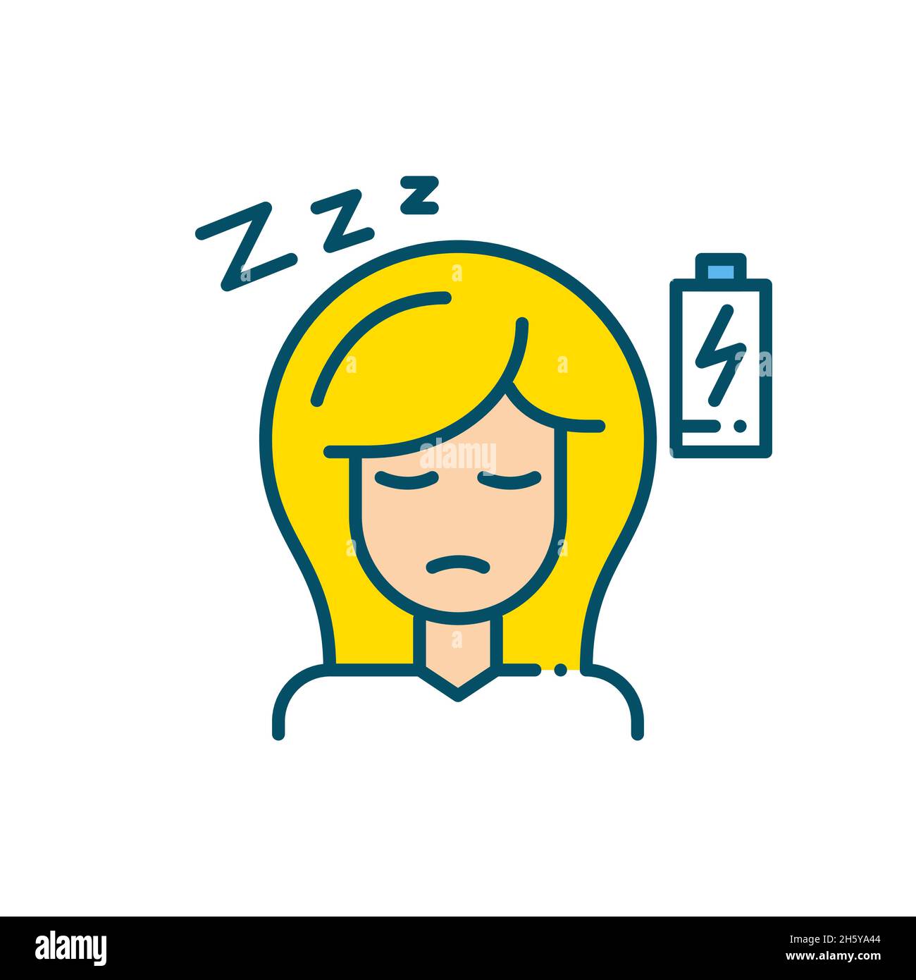 Girl with fatigue symptoms. Low energy and sleepiness. Pixel perfect ...