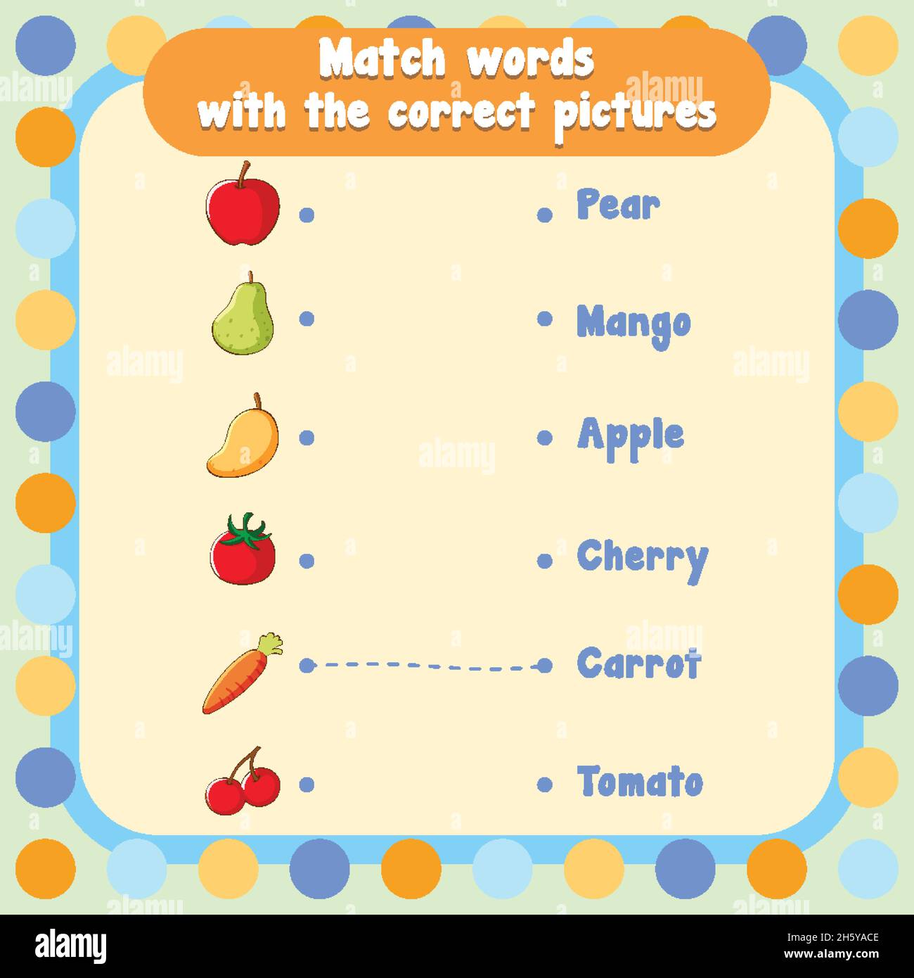 Match the words with the correct pictures illustration Stock Vector ...