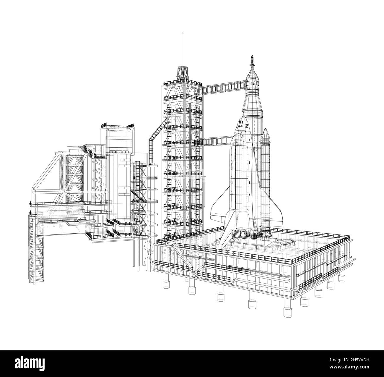 Space Rocket on launch pad. Vector Stock Vector Image & Art - Alamy