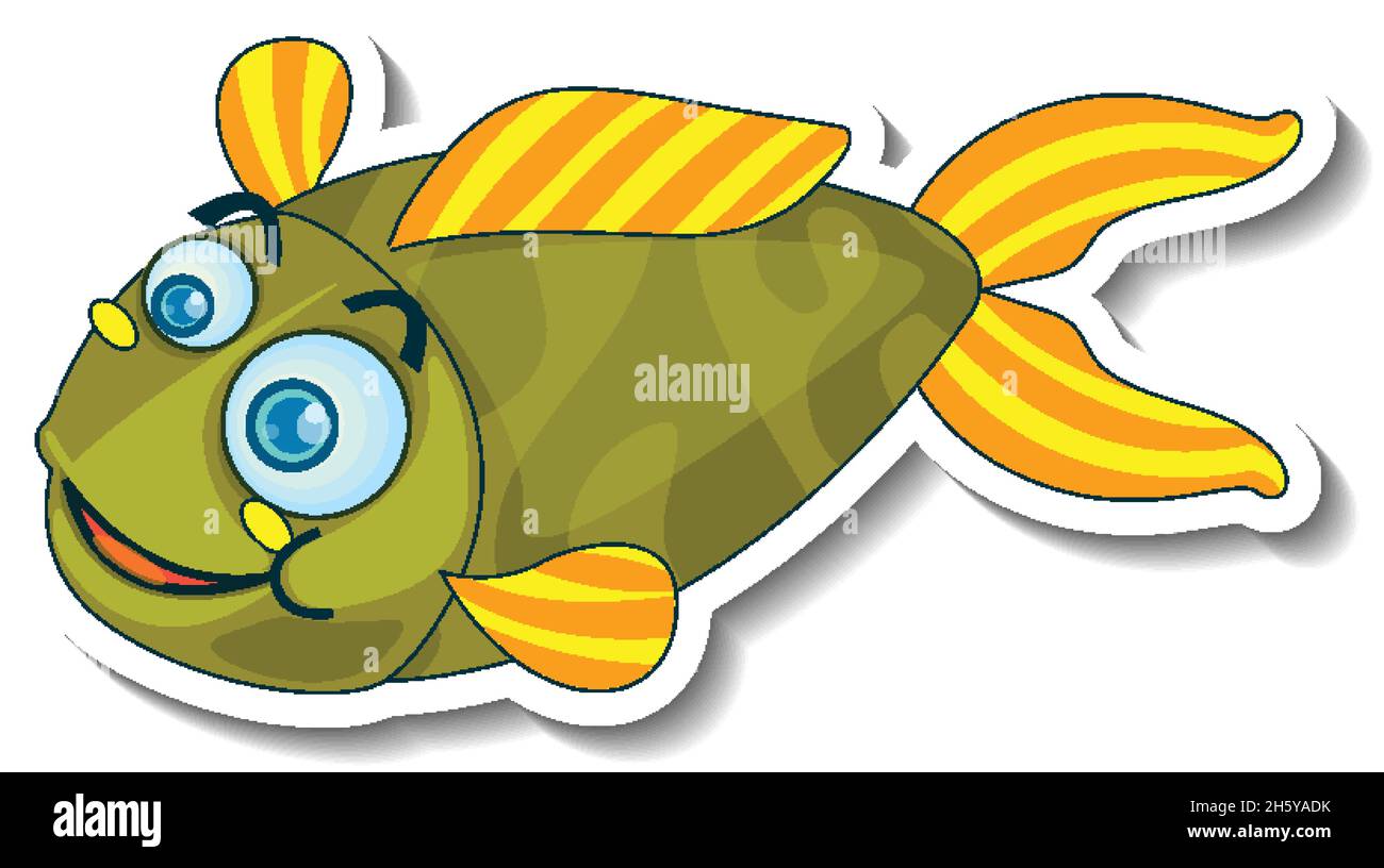 Cute fish sea animal cartoon sticker illustration Stock Vector Image ...