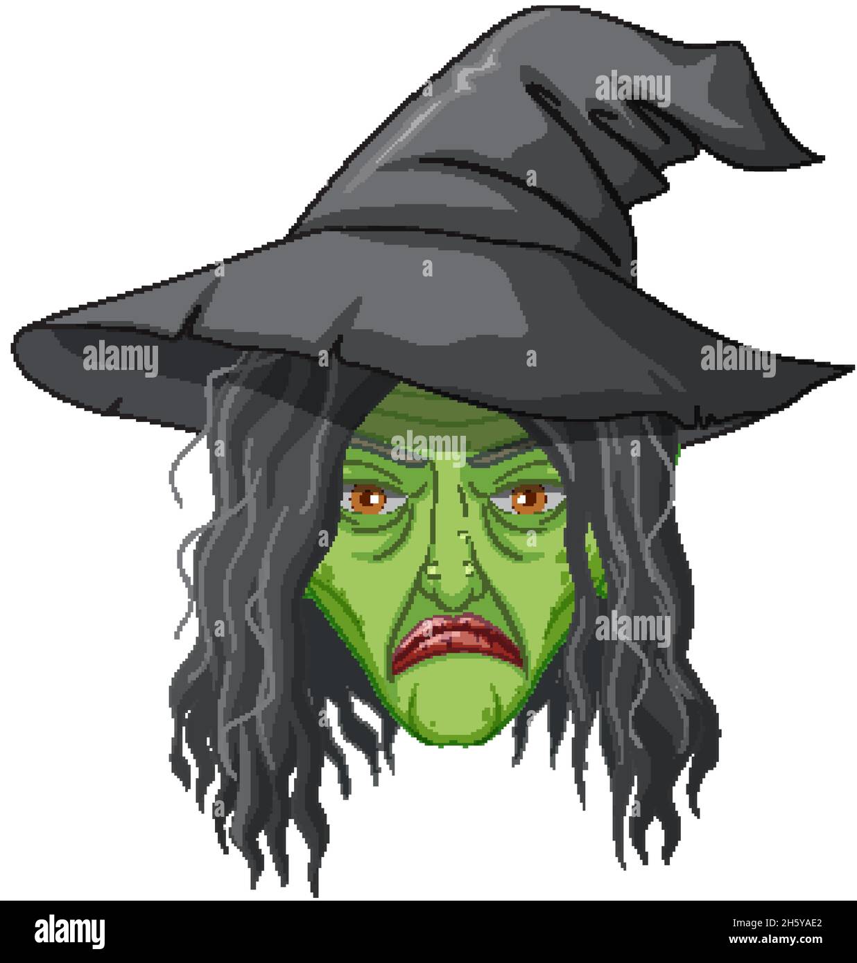 Wicked old witch face on white background illustration Stock Vector ...