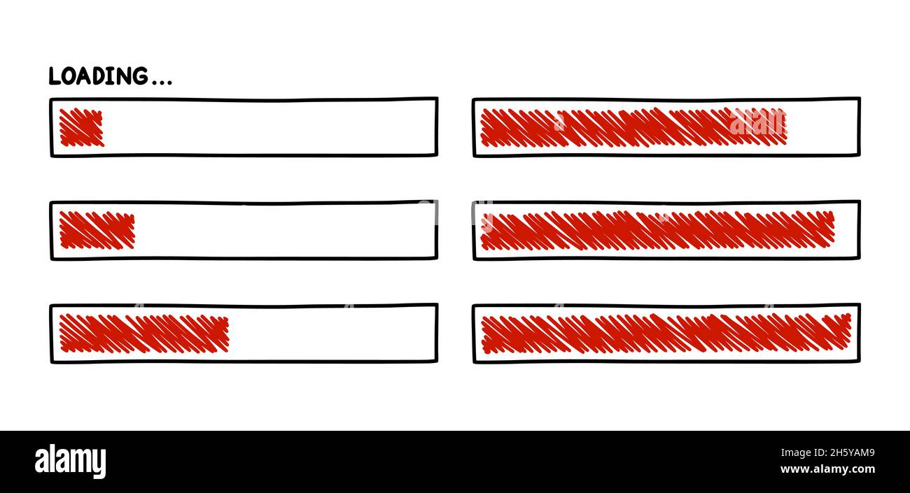 Progress loading bar. Infographics design element with status of completion. Hand drawn vector ...