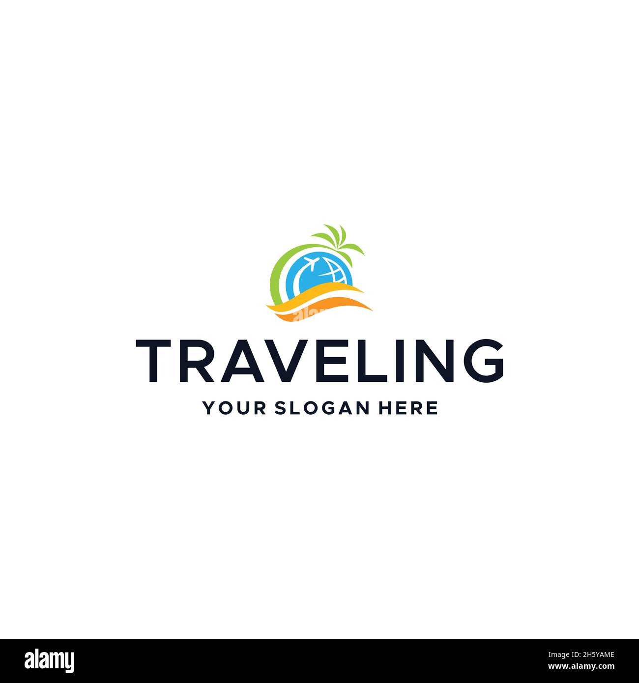 Modern TRAVELING plane waves tree logo design Stock Vector Image & Art ...