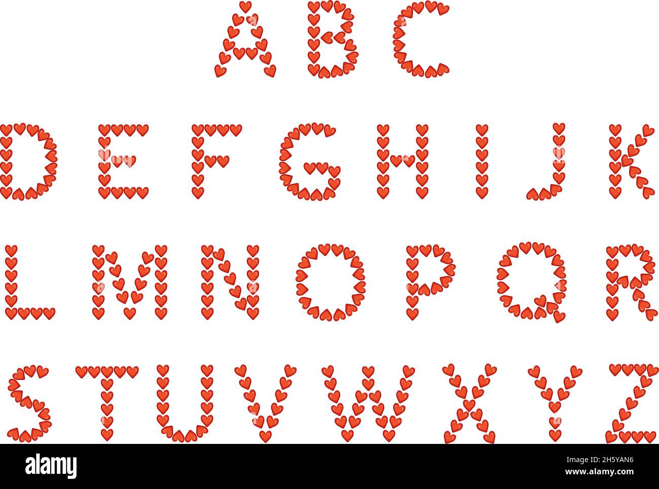 Alphabet from red hearts Cut Out Stock Images & Pictures - Alamy