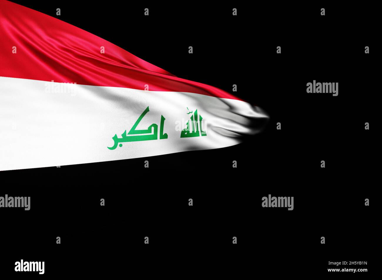 3D illustration of the national flag of Irak on a metal flagpole ...