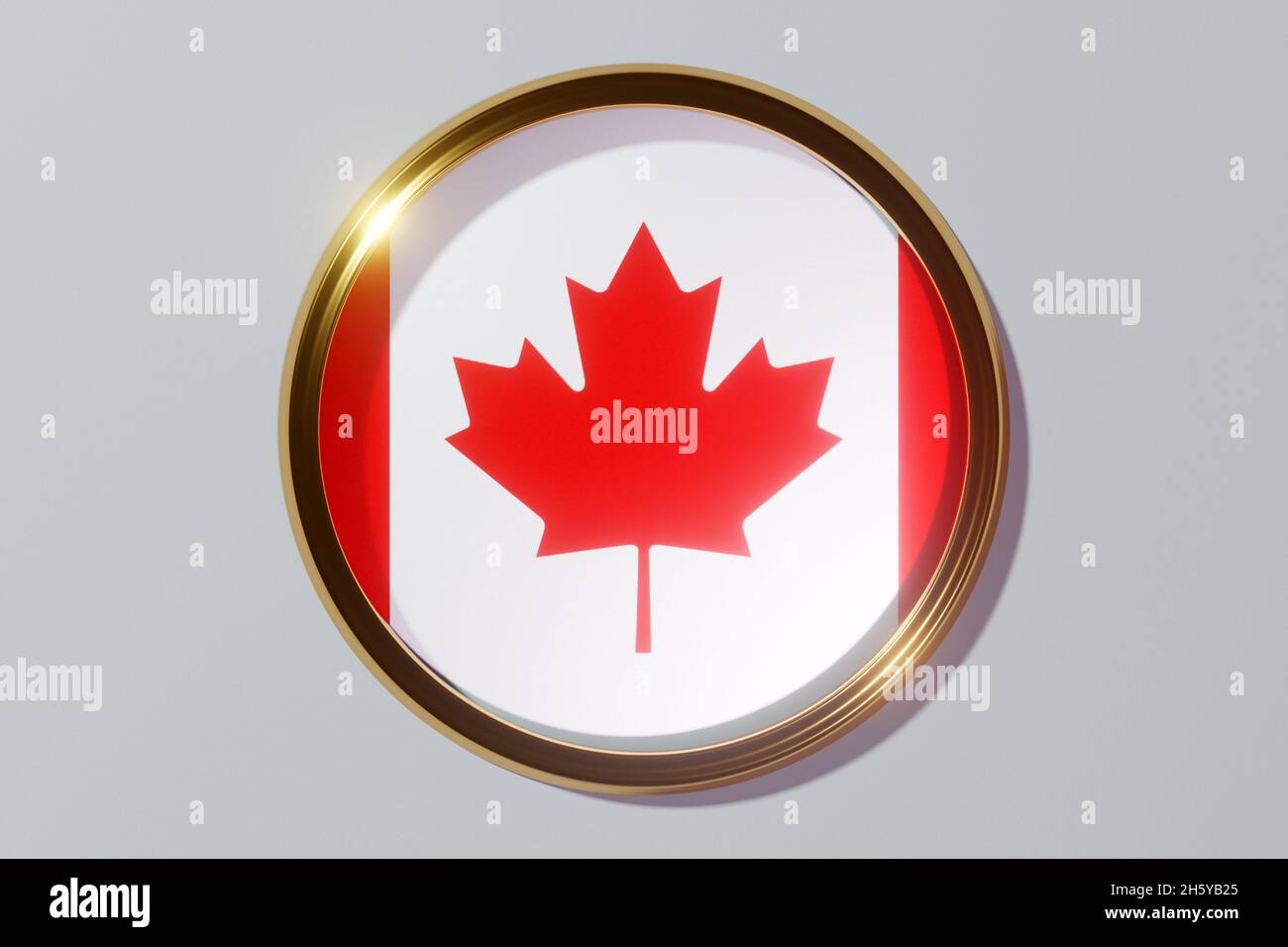 The national flag of Canada in the form of a round window. Flag in the ...