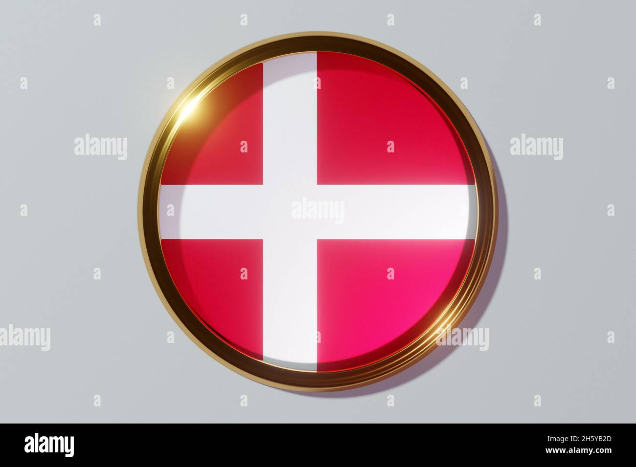 The national flag of Denmark in the form of a round window. Flag in the ...